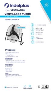 Ventilador de techo 47″ Blanco - INDELPLAS